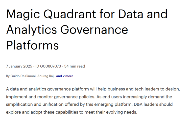 Magic Quadrant for Data and Analytics Governance Platforms – Msinfoworld